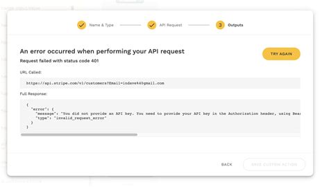 An Error Occurred When Performing Your Api Request External