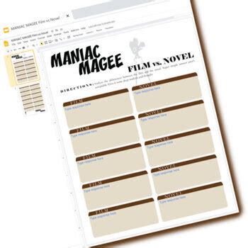 MANIAC MAGEE Movie Vs Novel Comparison Activity DIGITAL Spinelli Film Analysis