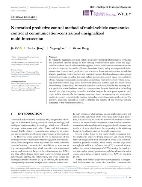 Pdf Networked Predictive Control Method Of Multi‐vehicle Cooperative