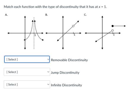 solved match each function with the type of discontinuity