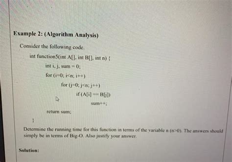 Solved Example 2 Algorithm Analysis Consider The