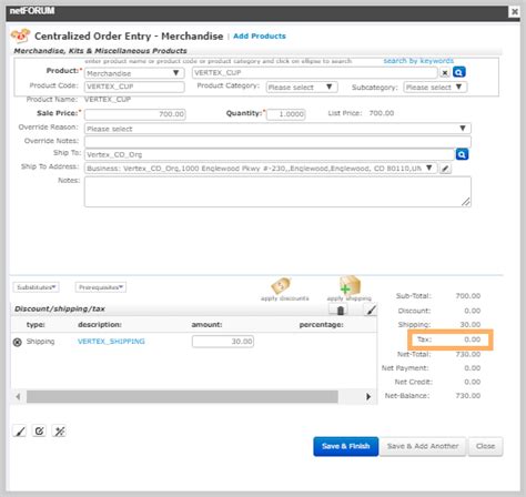 Purchasing A Taxable Product Using Vertex Integration Netforum Support