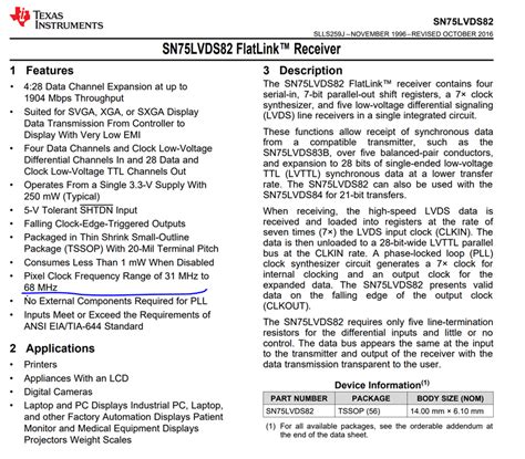 SN75LVDS82 Display Issue Interface Forum Interface TI E2E Support Forums