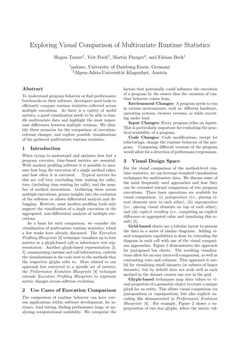 Pdf Exploring Visual Comparison Of Multivariate Runtime Statistics