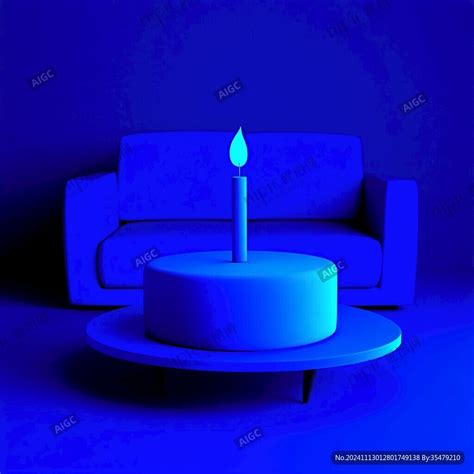 Ai创作图蓝色圆台 简约烛台 纯色蜡烛 深蓝色立体场景 蜡烛摆台 蓝色的展示台 简约场景 极简场景图 黑暗中的烛光图片 调光烛台 烛光蜡烛烛火