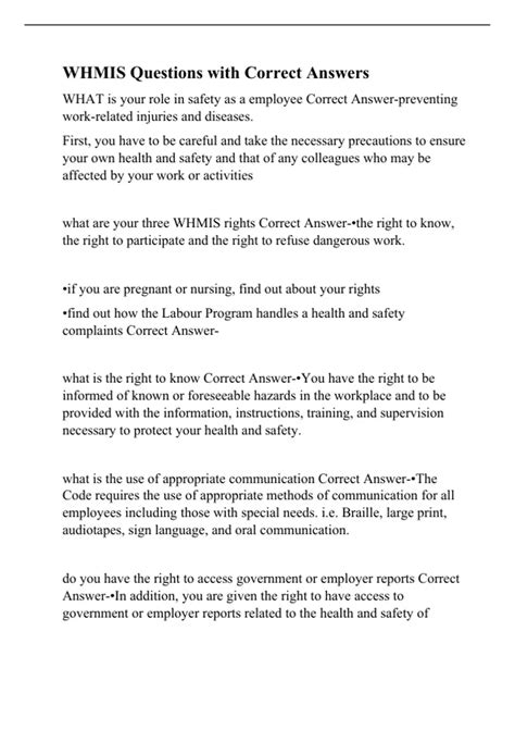 Whmis Questions With Correct Answers Rn Nursing Stuvia Us