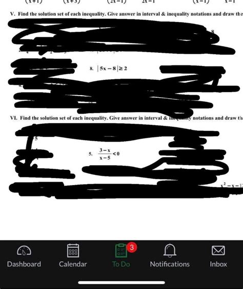 Solved V Find The Solution Set Of Each Inequality Give Chegg