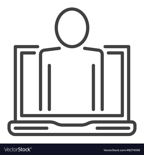Man In Laptop Computer Concept Linear Icon Vector Image