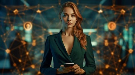 Premium Photo Generative Ai Blockchain And Businesswoman