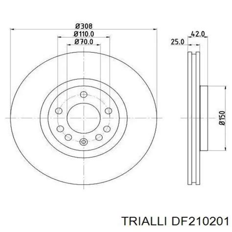 DF210201 Trialli диск тормозной передний