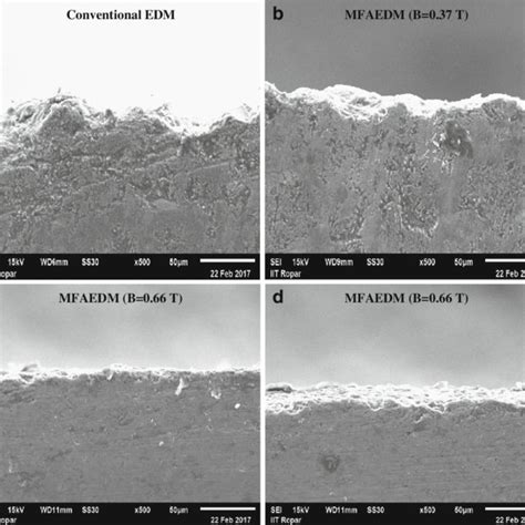 sem micrographs of a thicker recast layer b comparatively thinner