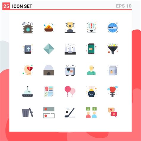 Mobile Interface Flat Color Set Of 25 Pictograms Of Pause Light Trophy Idea First Editable