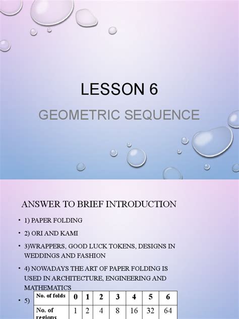Lesson 6 Geometric Sequence Pdf Analysis Calculus