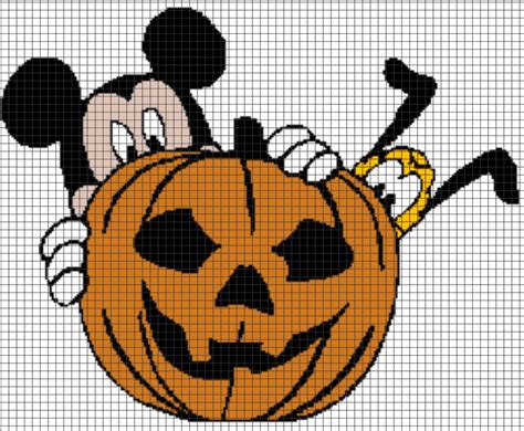 Mickey Mouse And Pluto Halloween Pumpkin Chart Graph And Row By Row Written Instructions