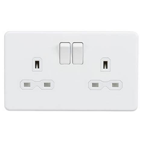 Screwless A G DP Switched Socket Matt White Electrical Wholesaler