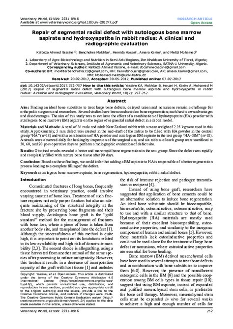 Pdf Repair Of Segmental Radial Defect With Autologous Bone Marrow