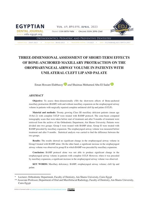 Pdf Three Dimensional Assessment Of Short Term Effects Of Bone Anchored Maxillary Protraction