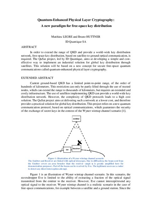 Pdf Quantum Enhanced Physical Layer Cryptography A New Paradigm For Free Space Key Distribution