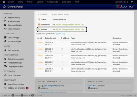 System Version Check Checking If You Have The Latest Joomla Version