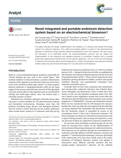 Pdf Novel Integrated And Portable Endotoxin Detection System Based On An Electrochemical Biosensor