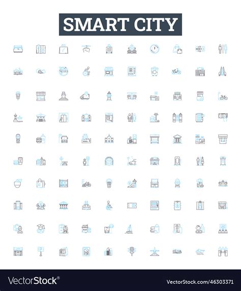 Smart City Line Icons Set Royalty Free Vector Image