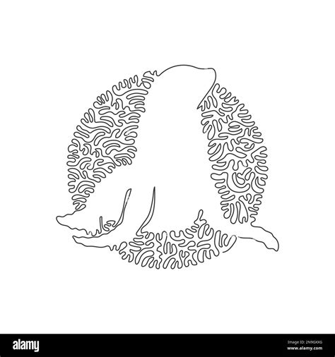 Continuous Curve One Line Drawing Of Unique Sea Lion Abstract Art In Circle Single Line