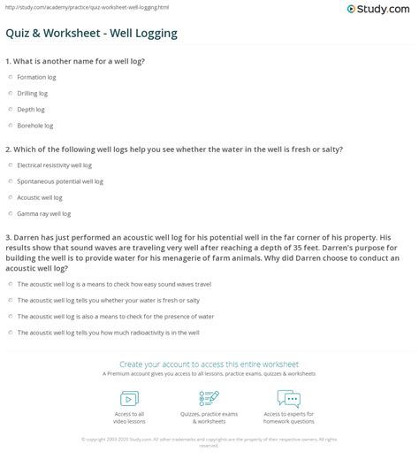Quiz Worksheet Well Logging Study Com