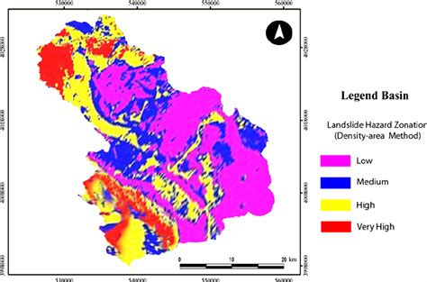 Map Of Landslide Susceptibility Mapping Drawn By Density Area Method In Download Scientific