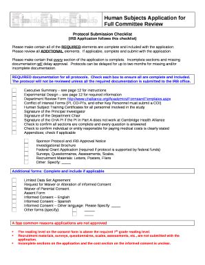 IRB Application Follows This Checklist Doc Template PdfFiller