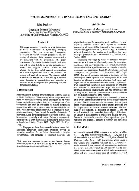 Pdf Belief Maintenance In Dynamic Constraint Networks