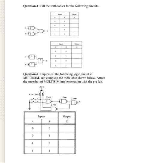 Solved Fill The Truth Tables For The Following Circuits