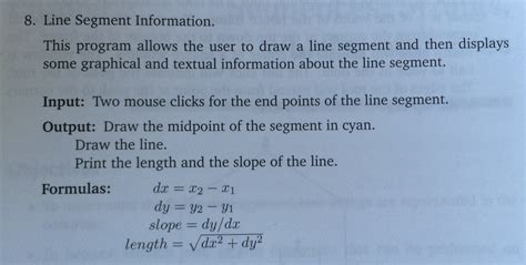 Line Segment Information This Program Allows The Chegg Com