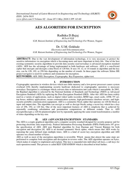 aes algorithm for encryption radhika d bajaj pdf cryptography cyberwarfare