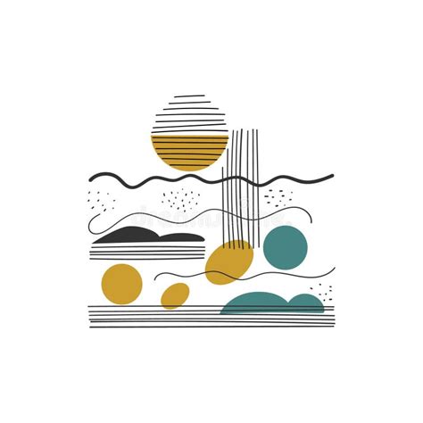 Geometric Abstraction With Lines And Circles Black And White