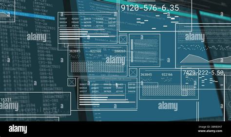 Translucent Ui Windows Displaying Code Data Tables And Line Chart Over Dual Monitors At Desk