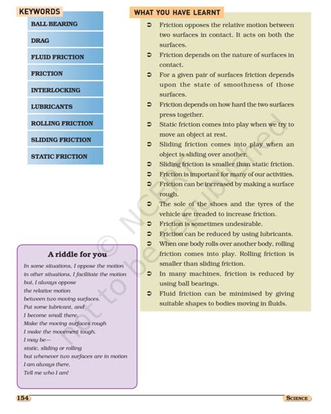 NCERT Book Class Science Chapter Friction