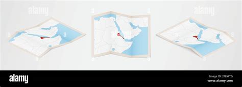 folded map of eritrea in three different versions vector map of