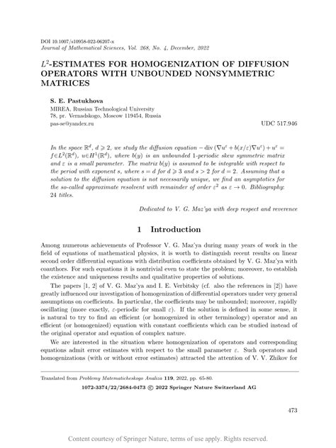 L2 Estimates For Homogenization Of Diffusion Operators With Unbounded
