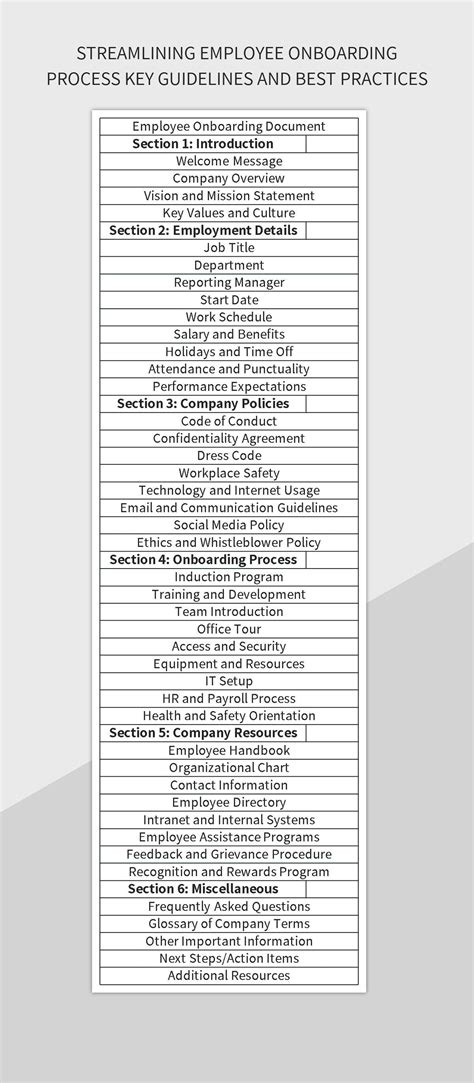 Free Onboarding Document Templates For Google Sheets And Microsoft Excel Slidesdocs