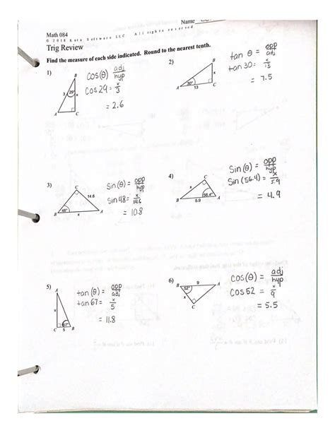 Trigonometry Review Worksheet Math 335 Studocu
