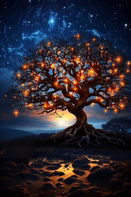 Night Falls On The Earth The Light Of The Stars Twinkles In The Sky Premium Ai Generated Image