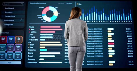 Woman Analyzing Big Data On Artificial Intelligence Dashboard Stock Image Image Of Money Data