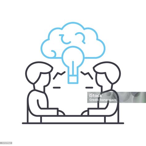브레인 스토밍 라인 아이콘 개요 기호 벡터 일러스트 레이 션 개념 기호 개념에 대한 스톡 벡터 아트 및 기타 이미지 개념 개발 개체 그룹 Istock