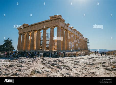 Parthenon Temple In Restoration Project Acropolis In Athens Greece