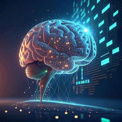 Abstract Human Brain Light Data With Neural Connections And Futuristic Ai Interface