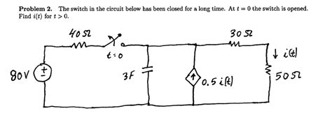 Solved Problem 2 The Switch In The Circuit Below Has Been Chegg Com