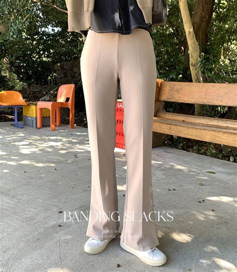 삐뽕언니 히든밴딩기모선택ok 비안 슬랙스 밴딩팬츠3color 기모 부츠컷 사계절 레직기 밑단트임 절개 슬림핏