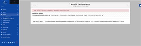 [solved] error mariadb is not running on your system database list
