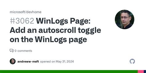 Winlogs Page Add An Autoscroll Toggle On The Winlogs Page · Issue 3062 · Microsoftdevhome