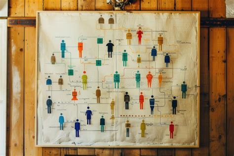 Complex Organizational Chart Representing Company Structure With Interconnecting Lines Stock